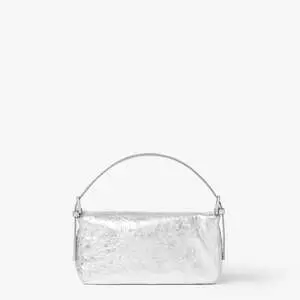Fendi Baguette® 26424 Crackled Silver Leather Bag